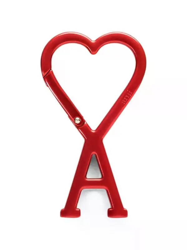 AMI Paris Aluminium Hook Keyring With De Coeur - Red