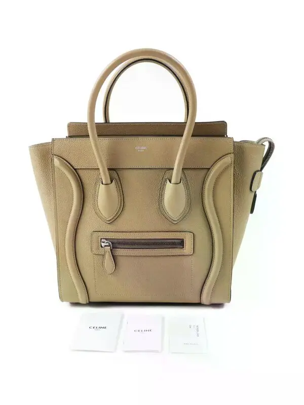 Celine Micro Drummed Calfskin Luggage Tote Bag - Neutrals