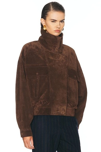 Saint Laurent Suede Funnel Neck Jacket