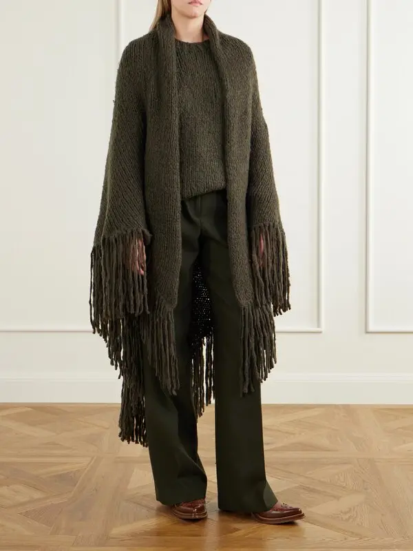 Gabriela Hearst Lauren Fringed Cashmere Wrap - Green