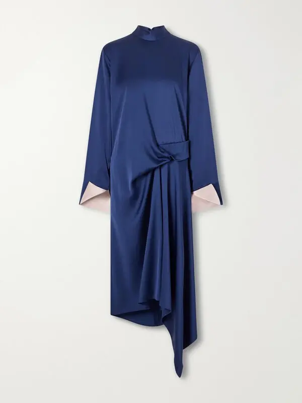 Stella McCartney Asymmetric Draped Satin Midi Dress