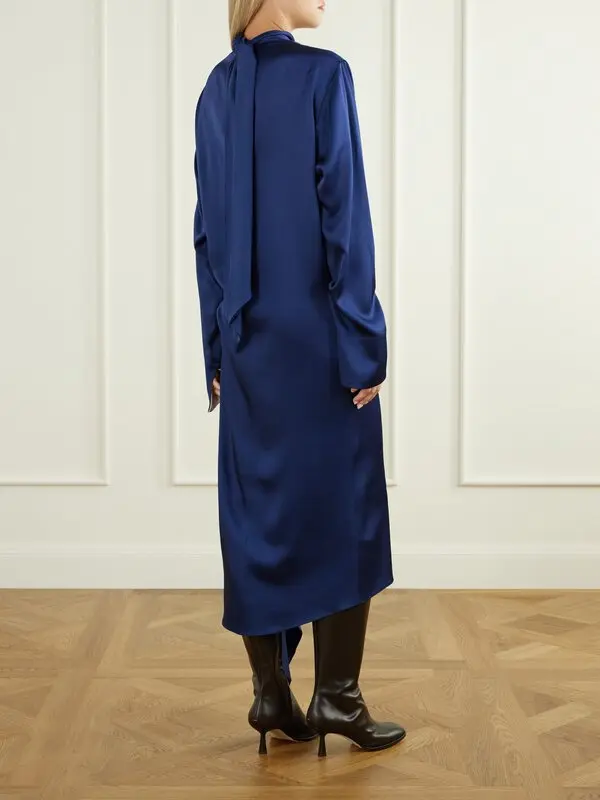 Stella McCartney Asymmetric Draped Satin Midi Dress