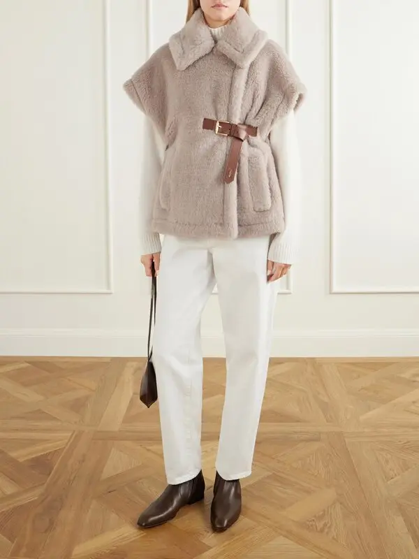 Max Mara Newabavo Belted Alpaca, Wool And Silk-blend Cape
