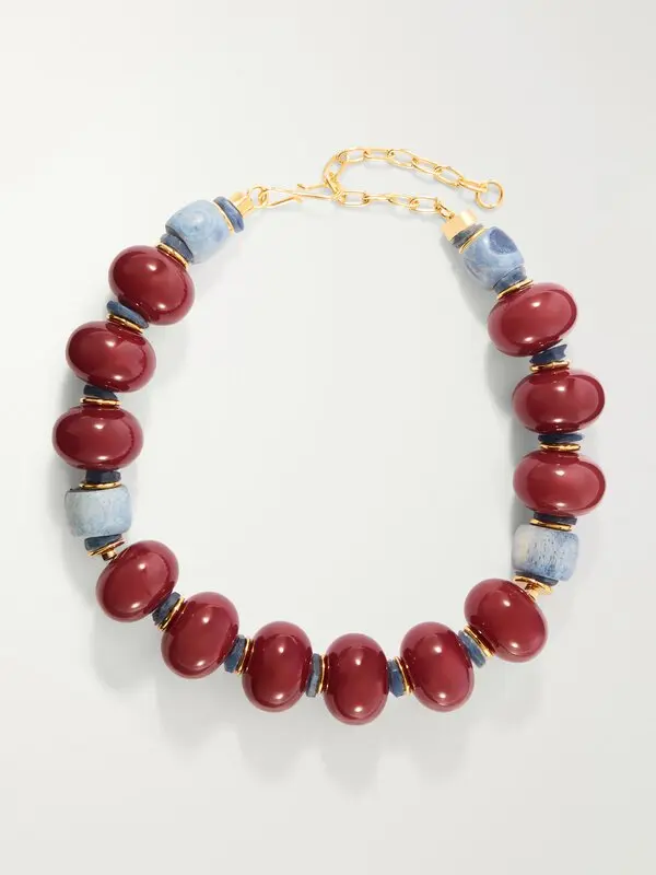 LIZZIE FORTUNATO Cosmos Gold-plated Bone And Kyanite Necklace - Multi
