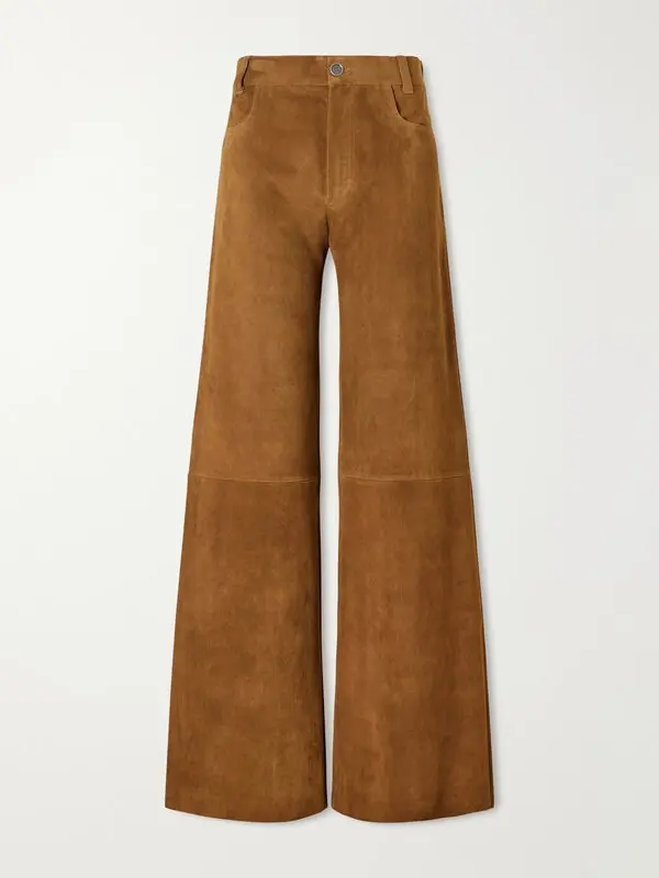 Stouls Lilou Cropped Suede Wide-leg Pants