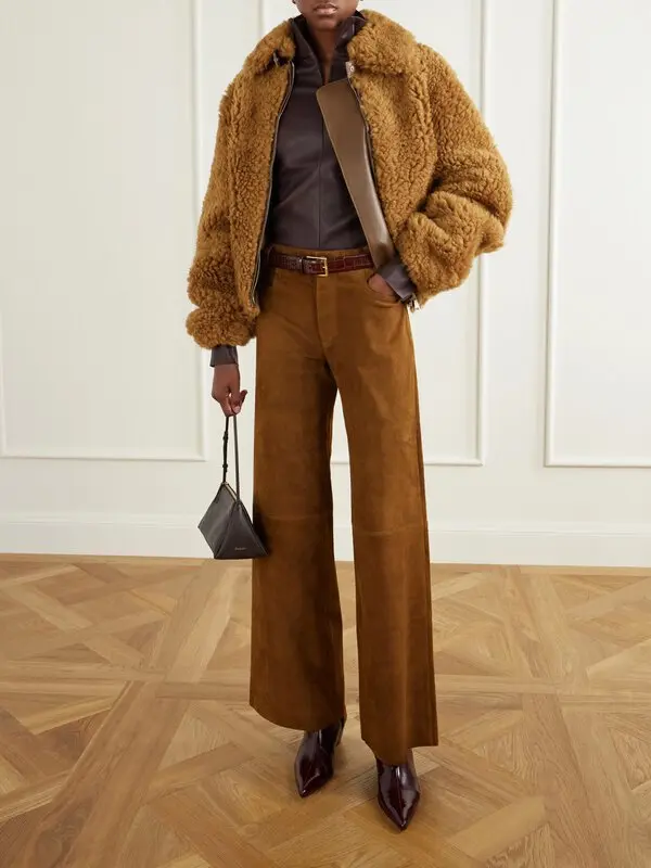 Stouls Lilou Cropped Suede Wide-leg Pants