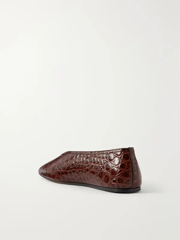Le Monde Beryl Luna Croc-effect Leather Flats