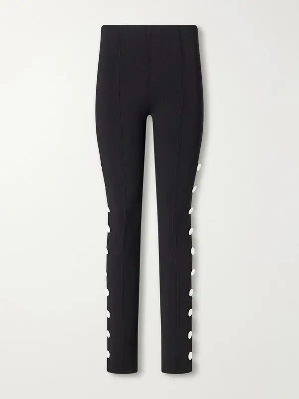 Proenza Schouler Martina Button-embellished Stretch-jersey Skinny-leg Pants - Black