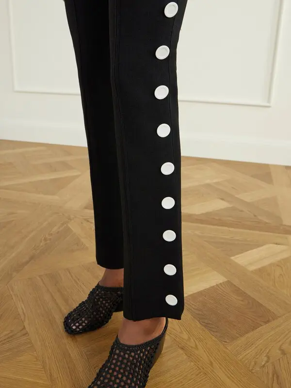 Proenza Schouler Martina Button-embellished Stretch-jersey Skinny-leg Pants