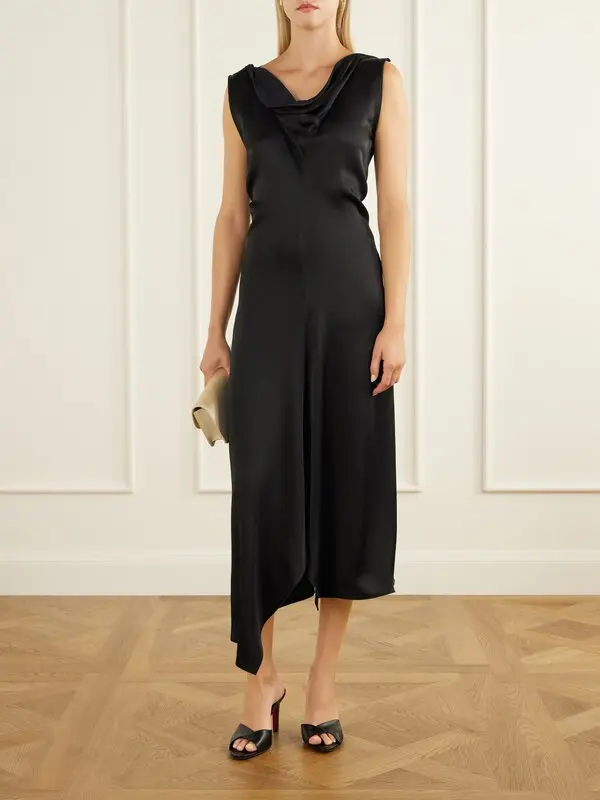 Victoria Beckham Draped Satin Midi Dress