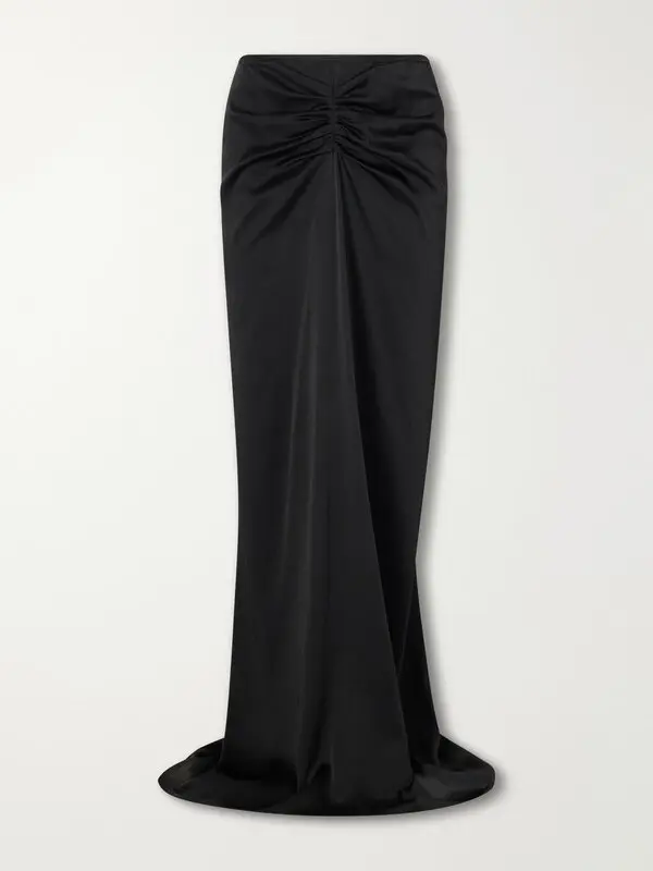 Victoria Beckham Isabella Gathered Satin Maxi Skirt