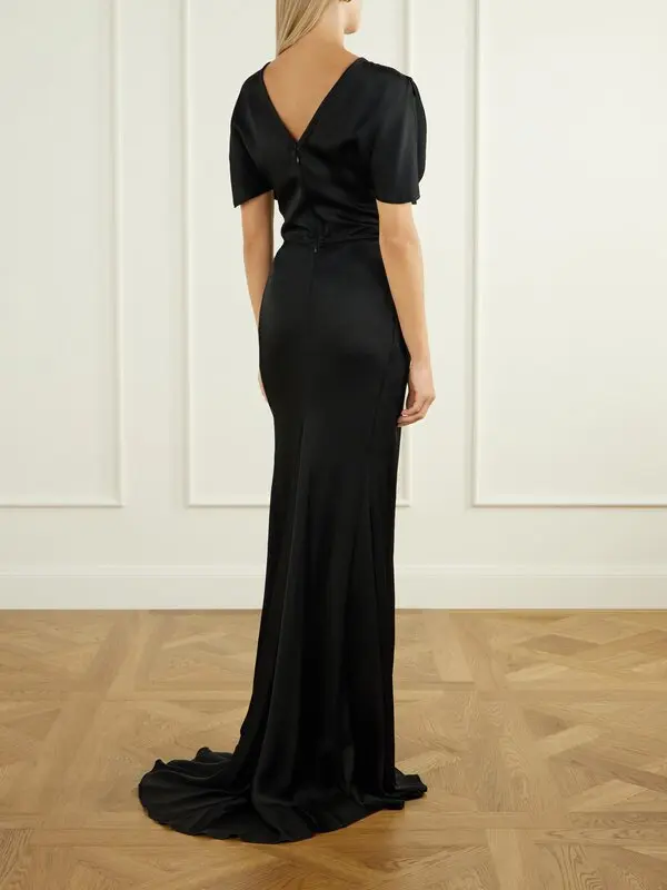 Victoria Beckham Isabella Gathered Satin Maxi Skirt