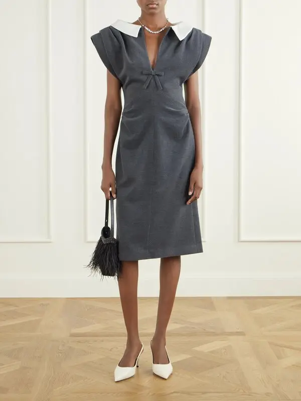 SHUSHU/TONG Gathered Wool-blend Midi Dress