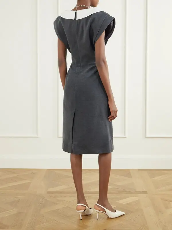 SHUSHU/TONG Gathered Wool-blend Midi Dress
