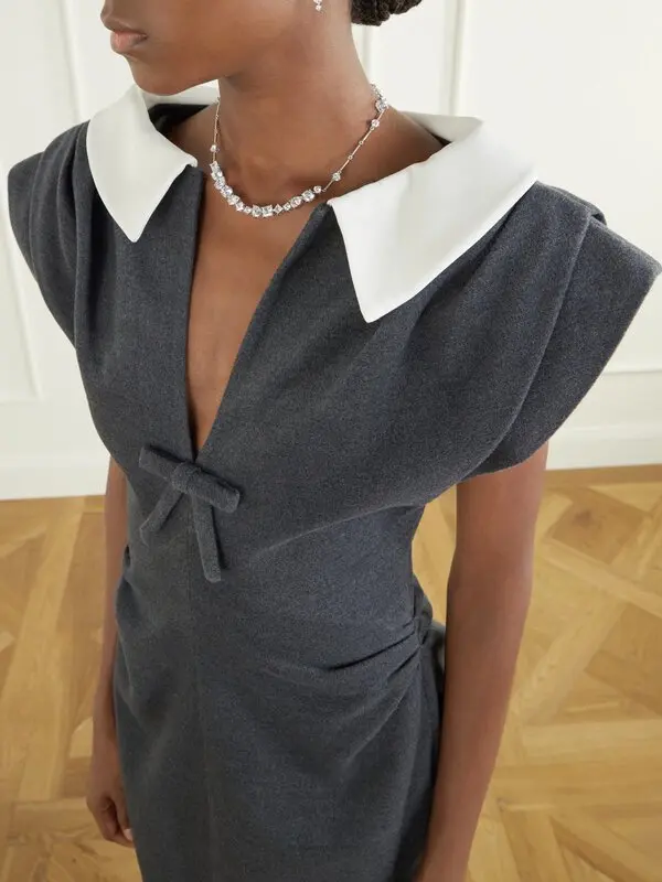 SHUSHU/TONG Gathered Wool-blend Midi Dress