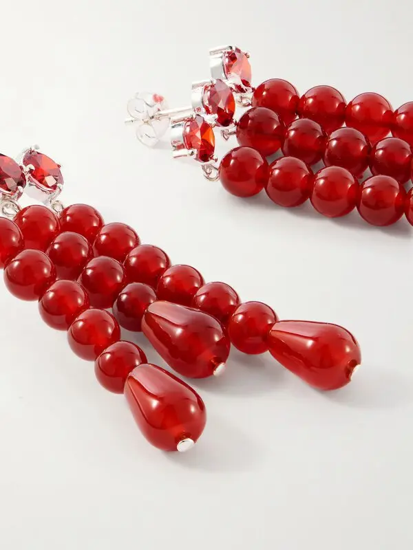 Completedworks Weeping Willow Beaded Silver-plated Agate And Zirconia Earrings