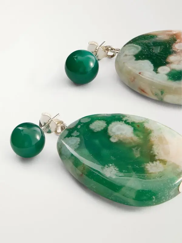 Completedworks Silver-plated Agate Drop Earrings - Green