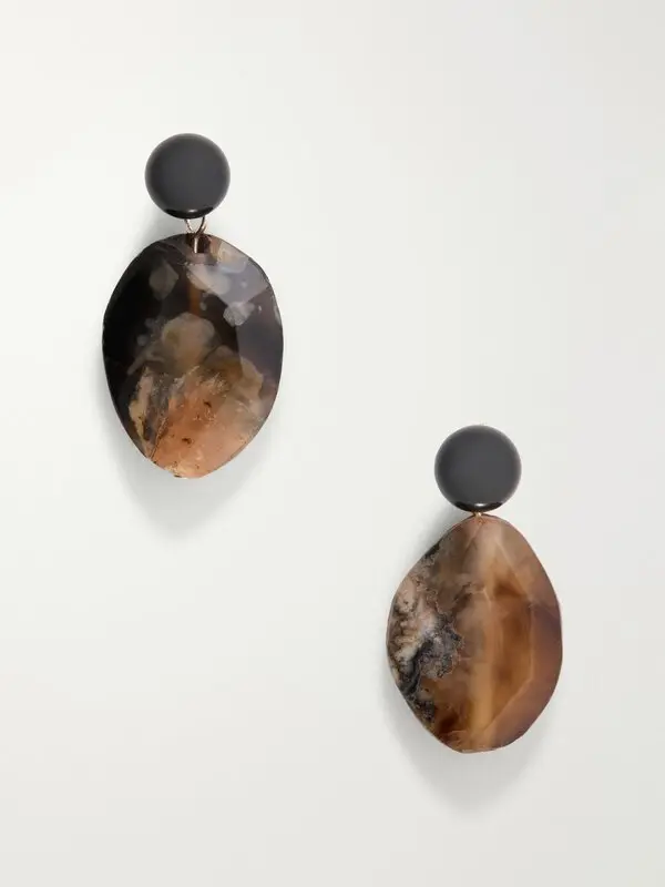 Completedworks Time Will Say Nothing But "i Told You So" Silver-plated Agate Earrings - Black