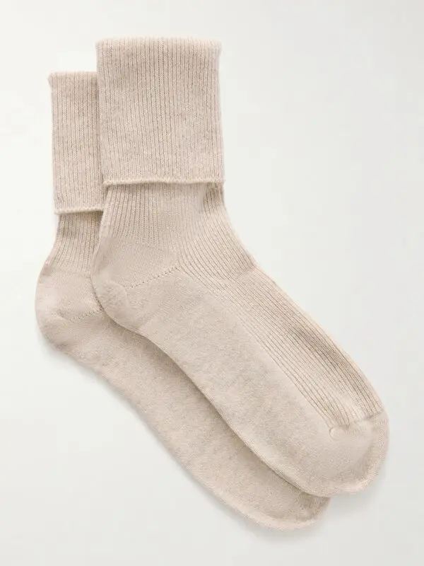 Johnstons Of Elgin Ribbed Cashmere-blend Socks
