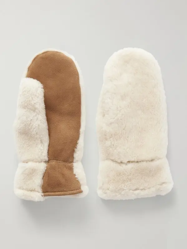 YVES SALOMON Shearling-trimmed Suede Gloves