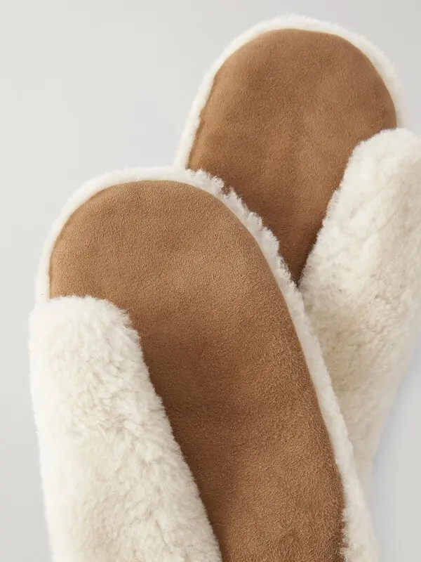 YVES SALOMON Shearling-trimmed Suede Gloves