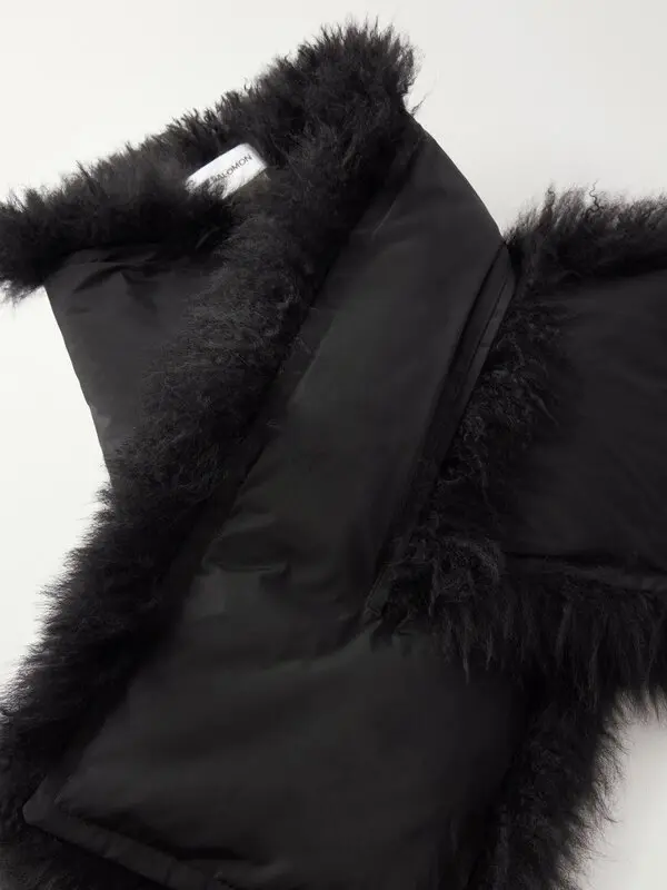 YVES SALOMON Leather And Shearling Scarf