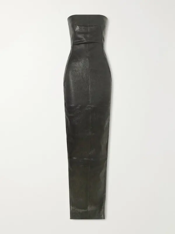 Rick Owens Athena Paneled Leather-blend Maxi Dress