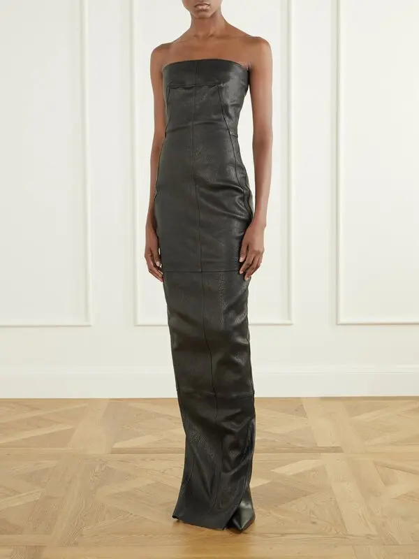 Rick Owens Athena Paneled Leather-blend Maxi Dress