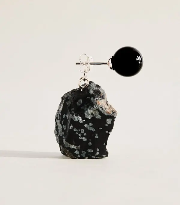 Completedworks Onyx And Snowflake Obsidian Drop Earrings