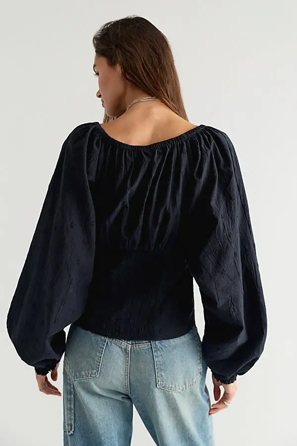 Free People Poppy Blouse At - Black