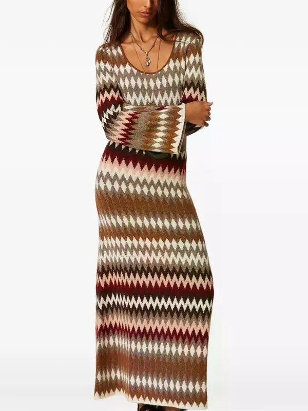 TWINSET Dual-use Long Jacquard Knit Dress