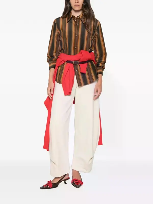 Marni Vertical-stripe Long-sleeve Shirt - Brown