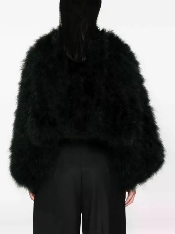 YVES SALOMON Feather-trim Cropped Jacket