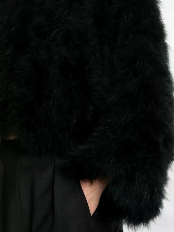 YVES SALOMON Feather-trim Cropped Jacket