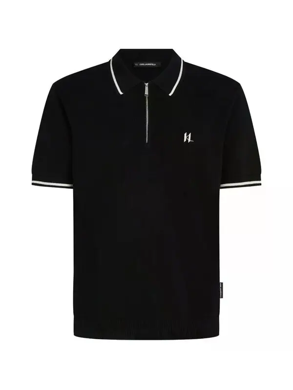 Karl Lagerfeld Logo-embroidered Zip-fastening Polo Shirt