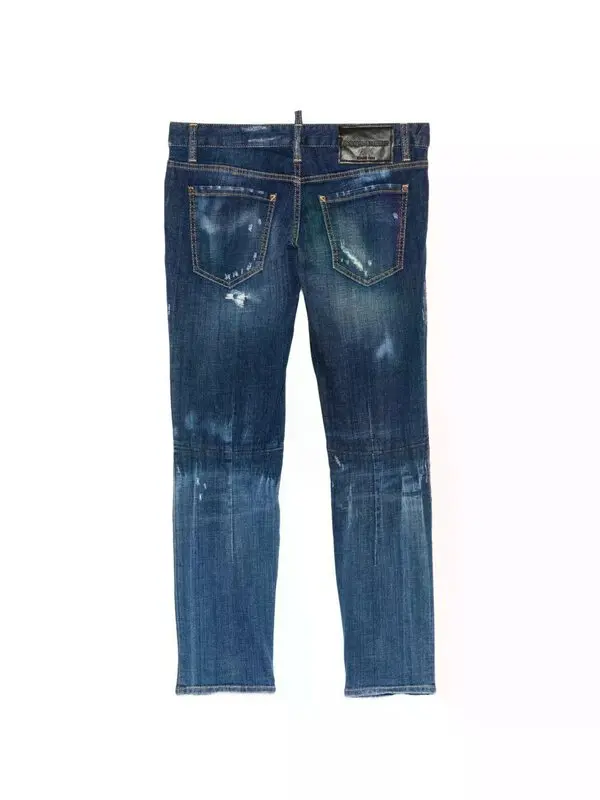 Dsquared2 Patch-detail Distressed Jeans - Blue