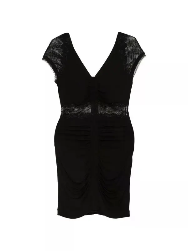 Roberto Cavalli Lace-panelled Ruched Mini Dress