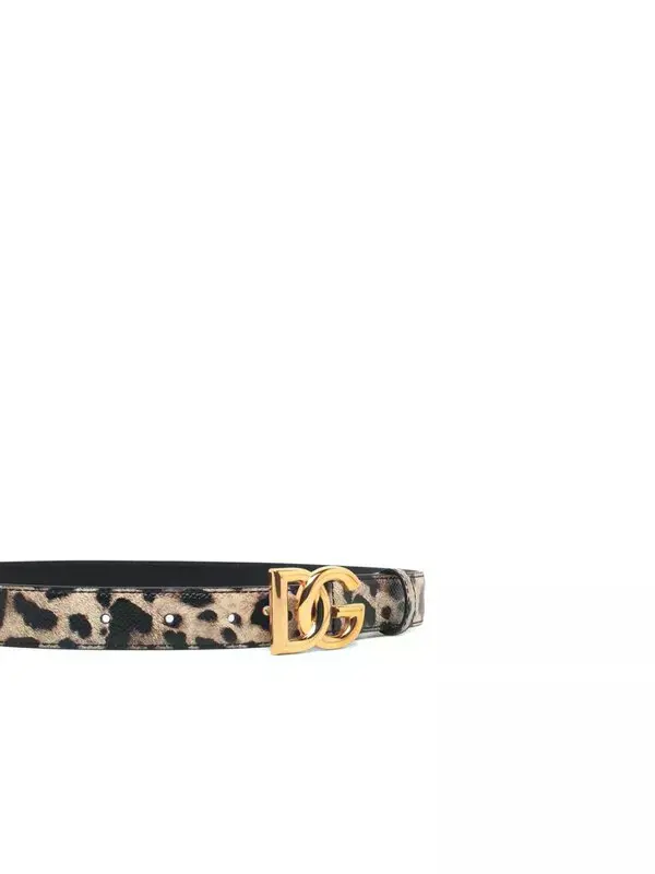 Dolce & Gabbana Leopard-print Logo-plaque Leather Belt