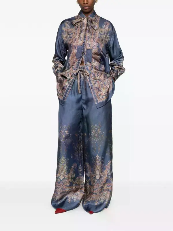 Zimmermann Valiant Track Pant Paisley Print Wide Leg Trousers