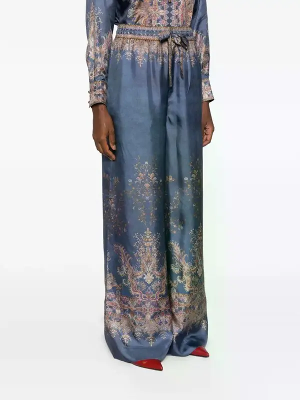 Zimmermann Valiant Track Pant Paisley Print Wide Leg Trousers