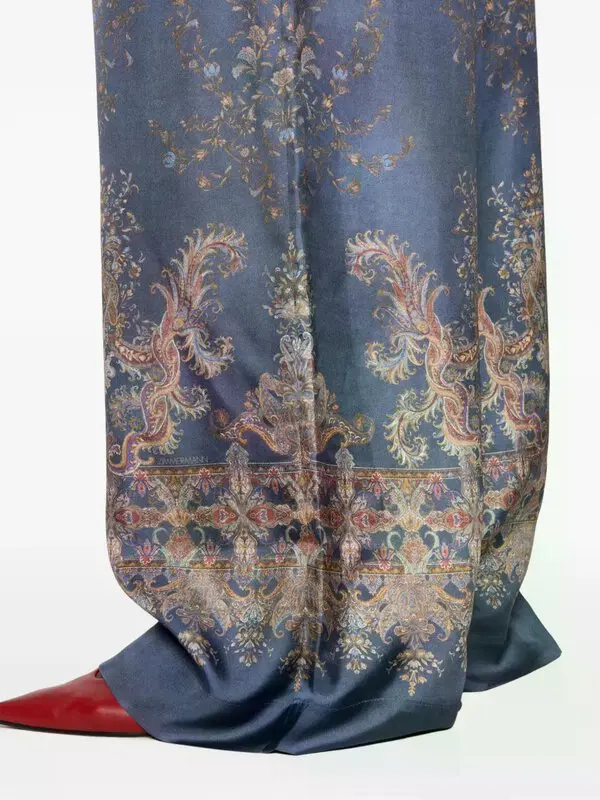Zimmermann Valiant Track Pant Paisley Print Wide Leg Trousers