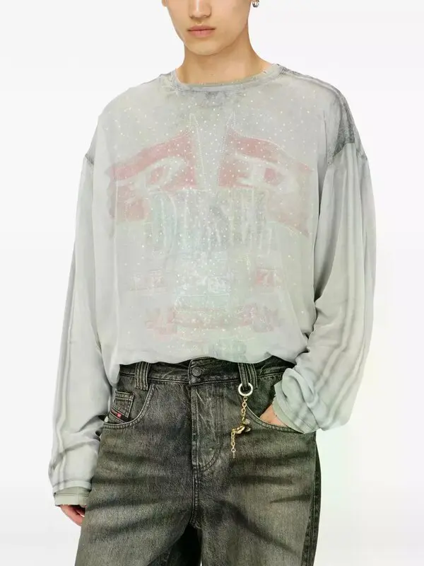 DIESEL® Sheer Chiffon Top With Concert Graphics