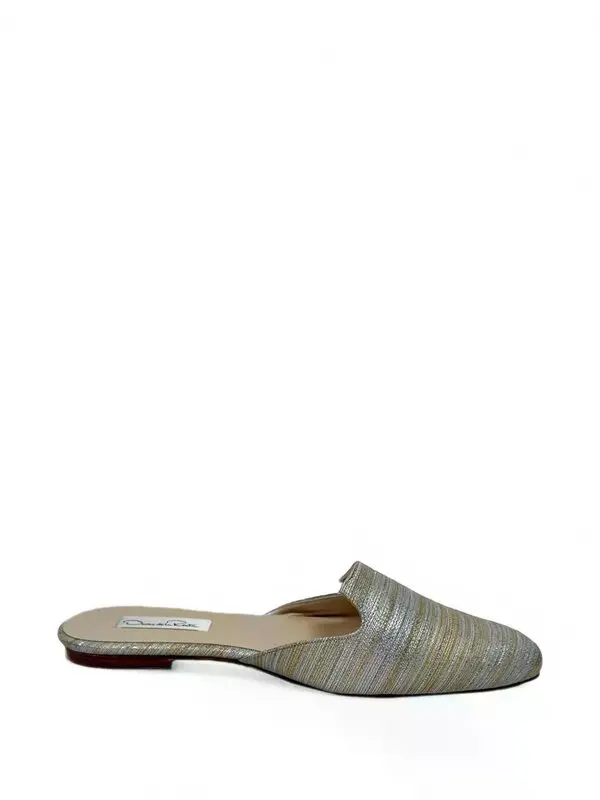 Oscar De La Renta Woven Striped Mules