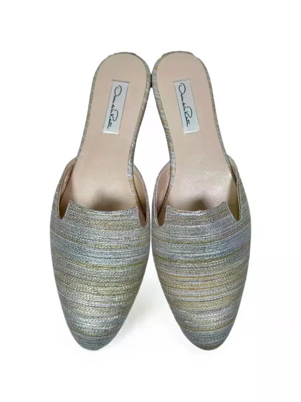 Oscar De La Renta Woven Striped Mules