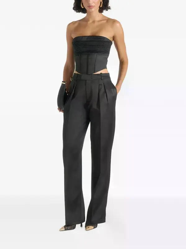 Manière De Voir Cora In Satin Pintuck Bandeau Corset Top - Black