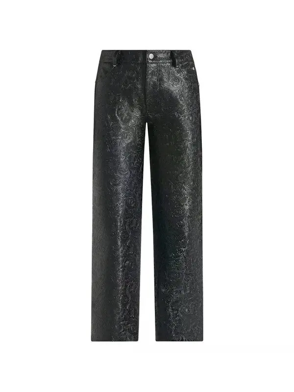 Manière De Voir Ruth In Embossed-leather Mid-rise Trousers - Black