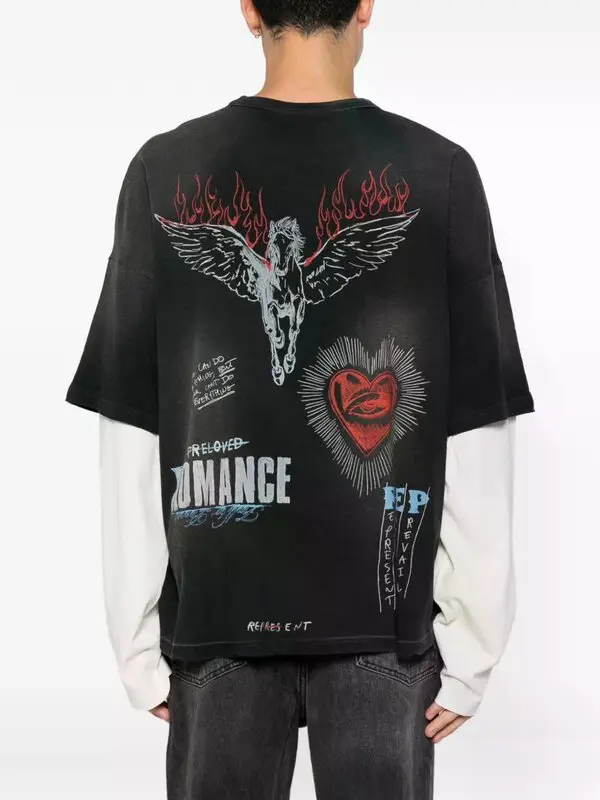 REPRESENT Graphic-print Layered-sleeve T-shirt