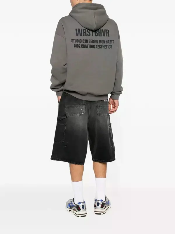WRSTBHVR Logo-print Hooded Sweatshirt - Grey