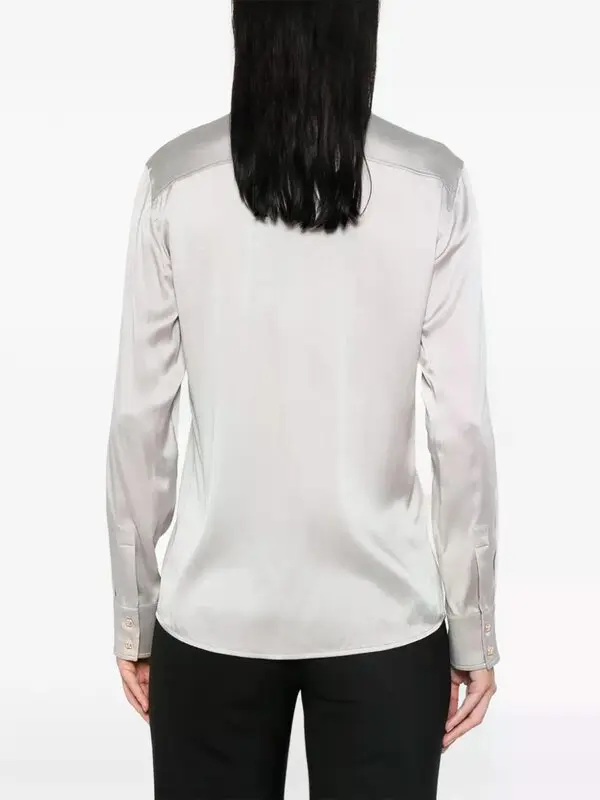 Max Mara Concealed-front Silk Shirt - Grey