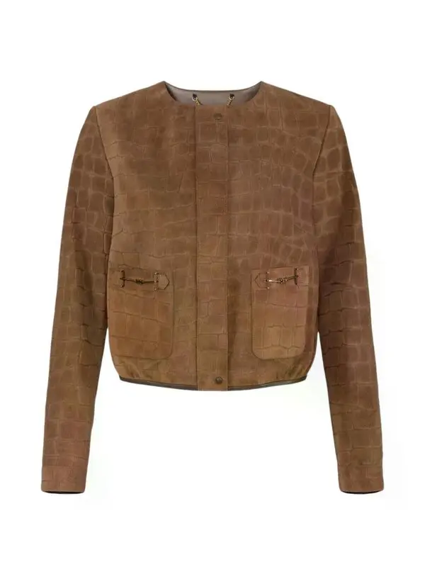 Elisabetta Franchi Jacket In Suede Fabric With Alligator Print